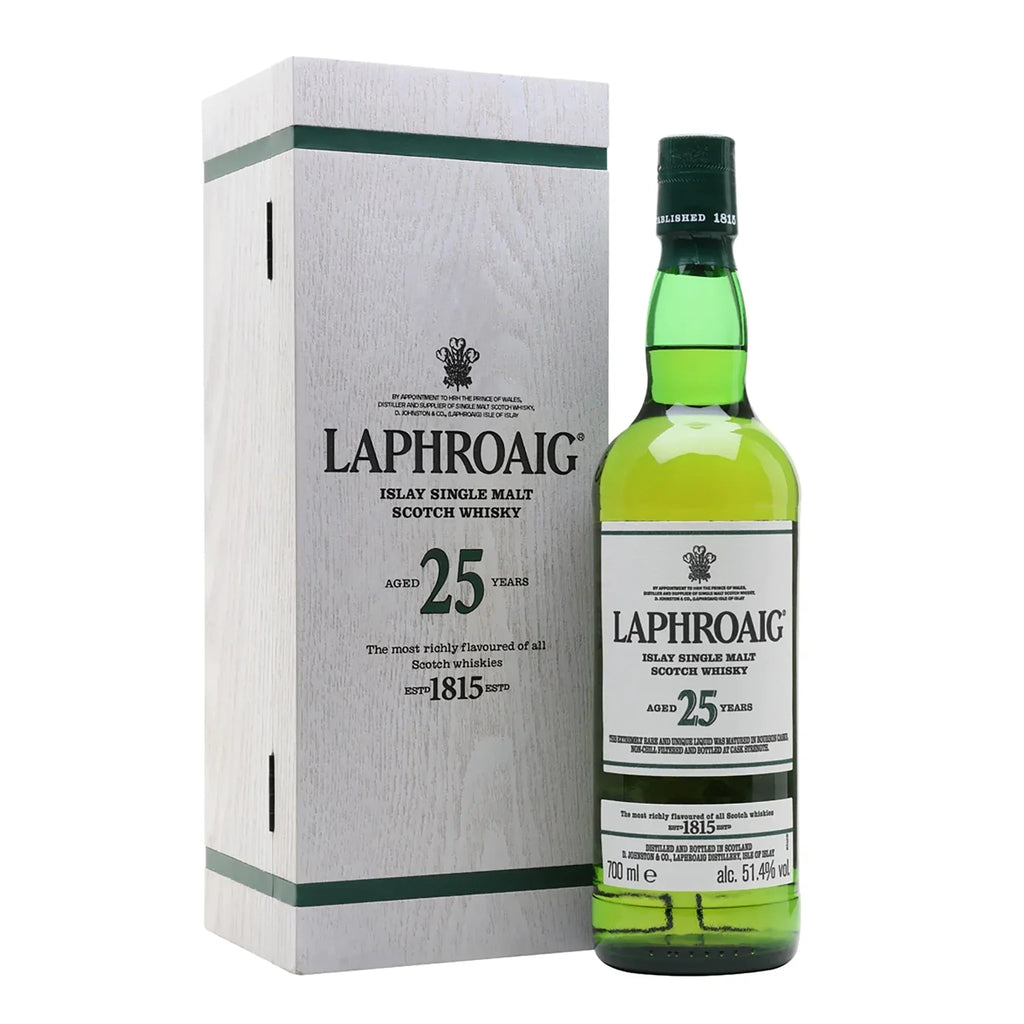 Laphroaig 25 Year Old Islay Single Malt Scotch Whisky 700ml – The Loose ...